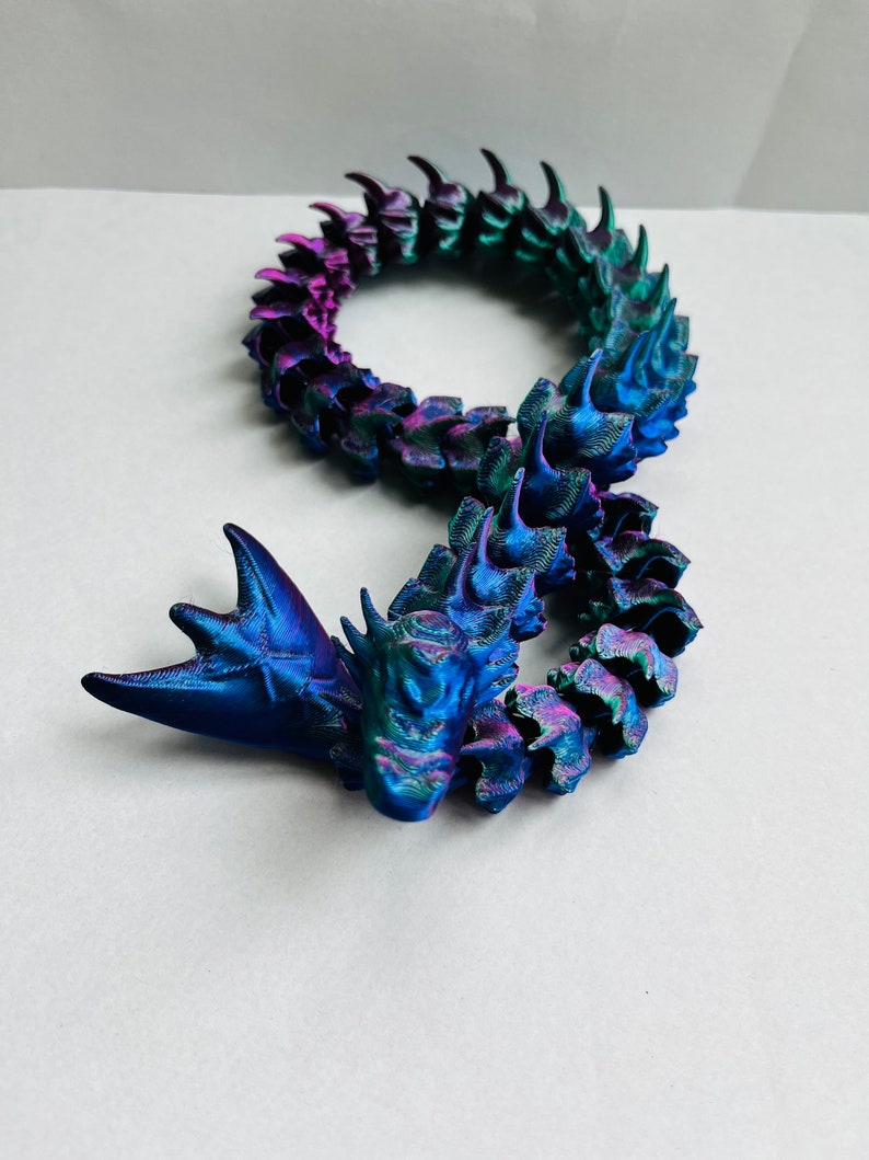 Articulated Sea Serpent, Articulated Dragon, Flexible Dragon Desk Toy, 3D Printed Articulating ...