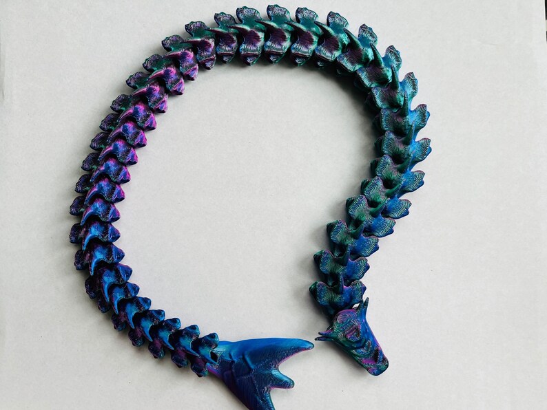 Articulated Sea Serpent, Articulated Dragon, Flexible Dragon Desk Toy, 3D Printed Articulating ...