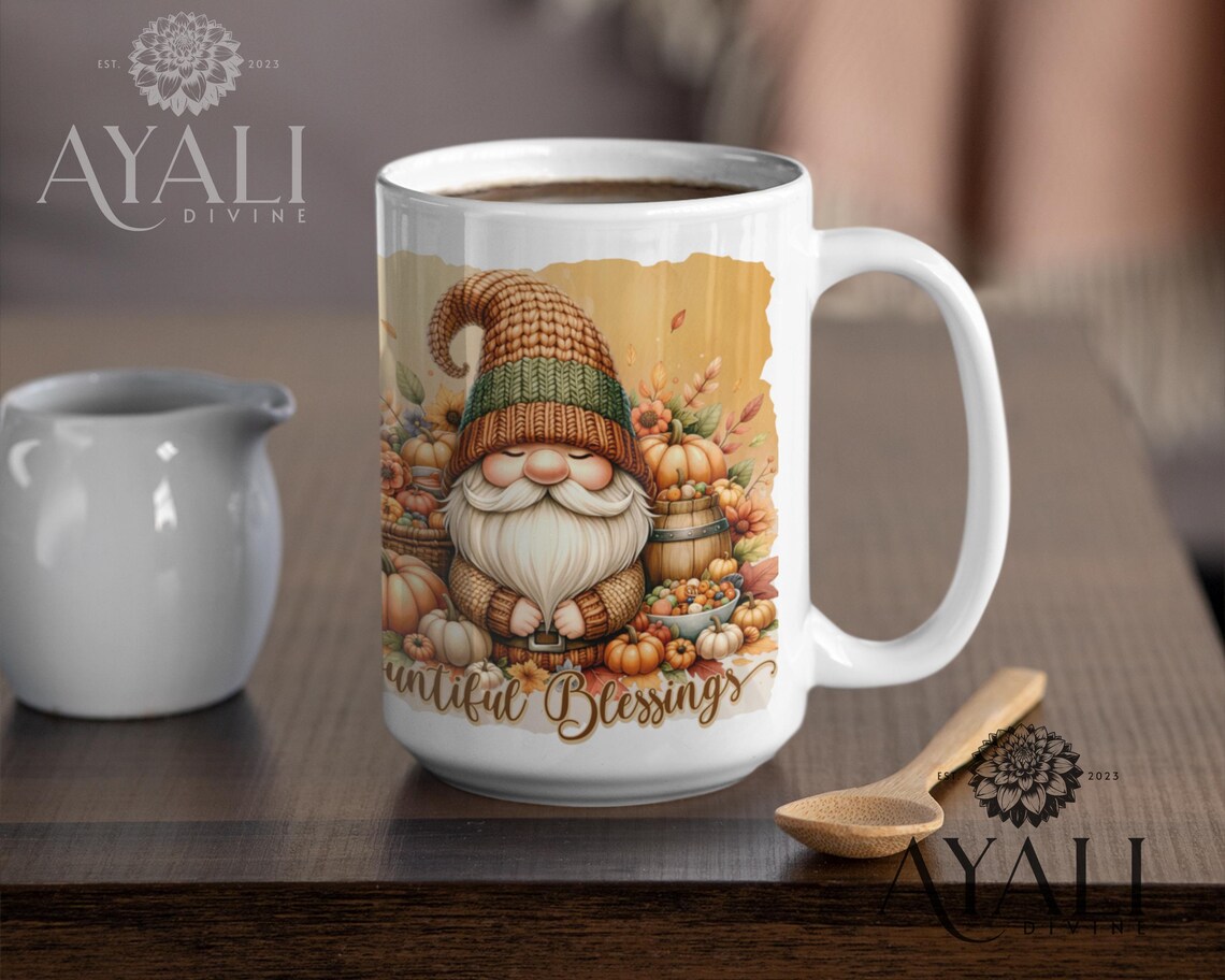 Taza de café con diseño de gnomo de la cosecha: decoración otoñal para ...