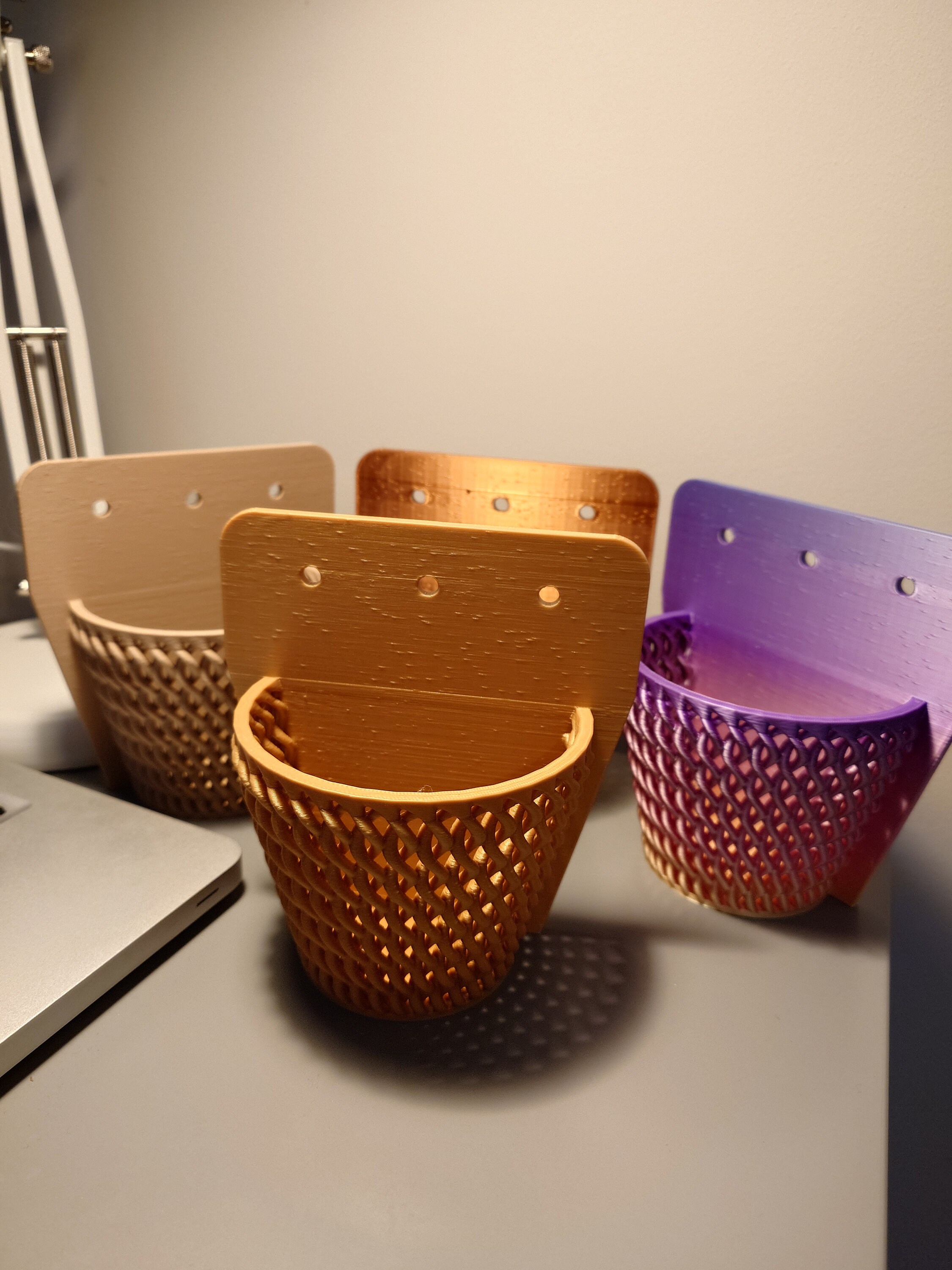 3D Printed Orchid Pot Bio-based Material, Net Basket Wall Mount Design ...