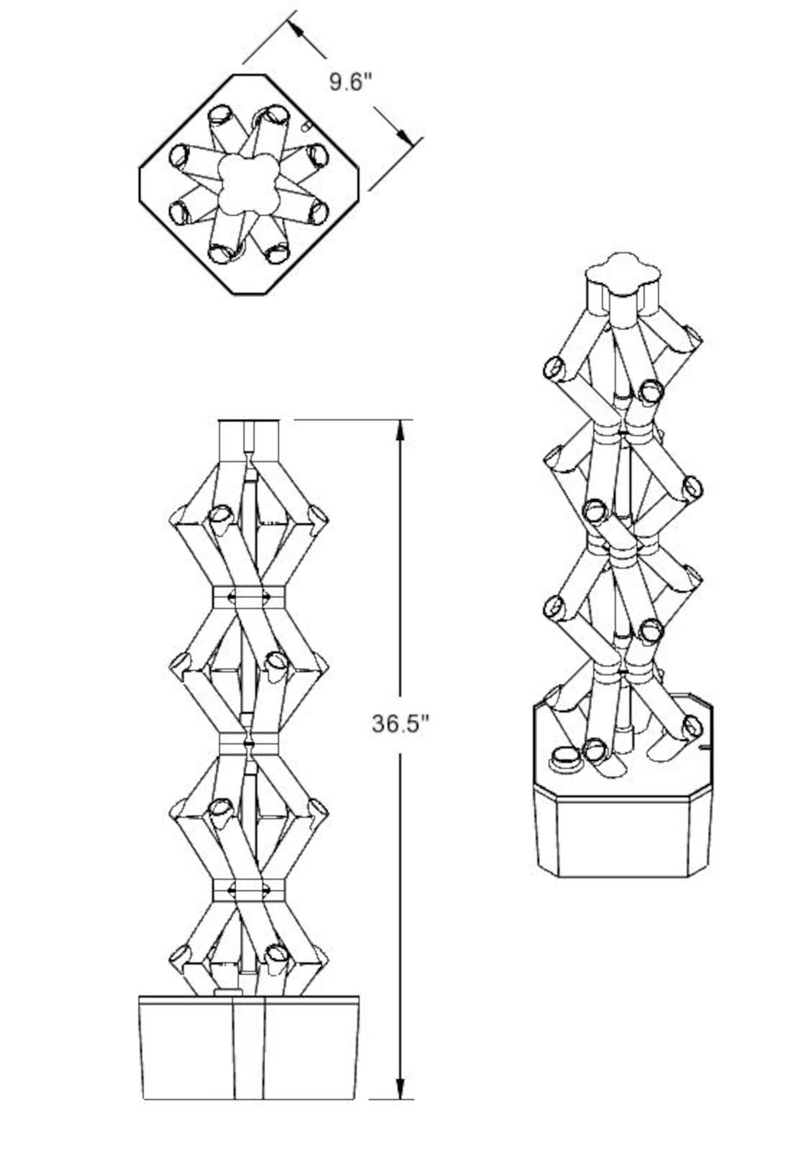 Hydroponics Tower. 3D Printed, 16 Net Pot, Original Design. Strong ...