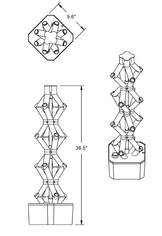 Hydroponics Tower. 3D Printed, 16 Net Pot, Original Design. Strong ...
