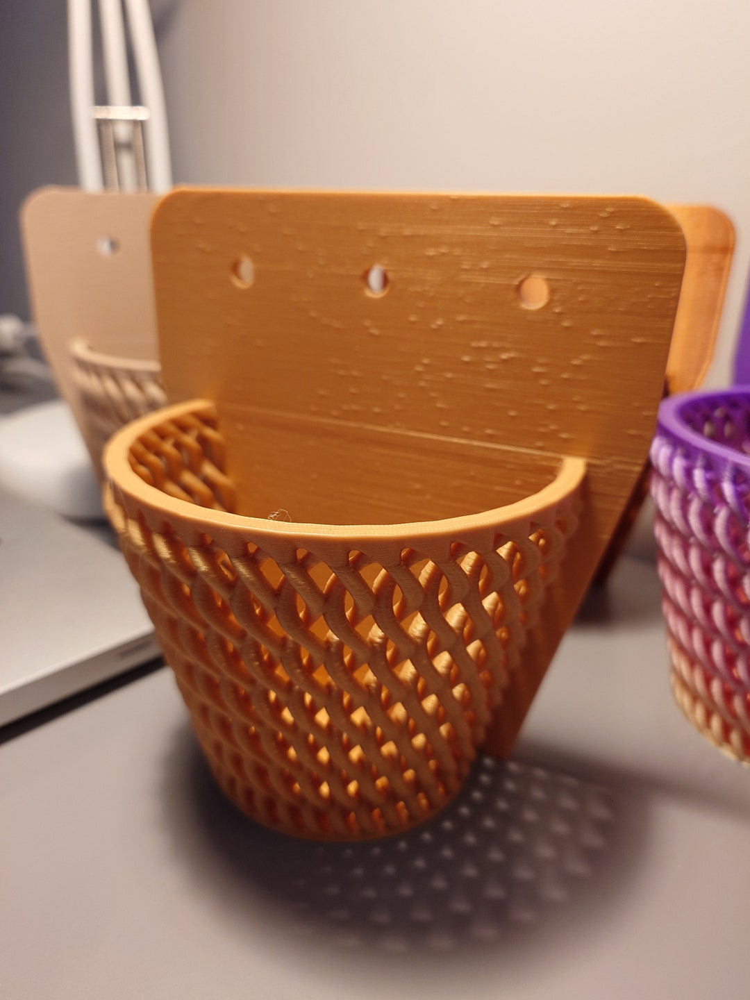 3D Printed Orchid Pot Bio-based Material, Net Basket Wall Mount Design ...