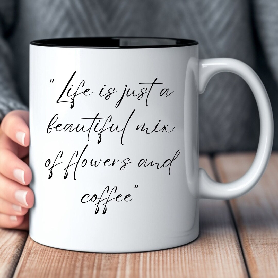 Mug Template With Realistic Pink Roses and Flowers and a Phrase ...