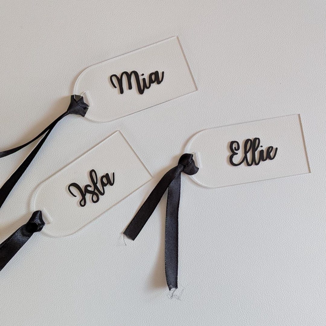Personalised Acrylic Name Tags | Custom Gift Tags | Minimalist Place ...