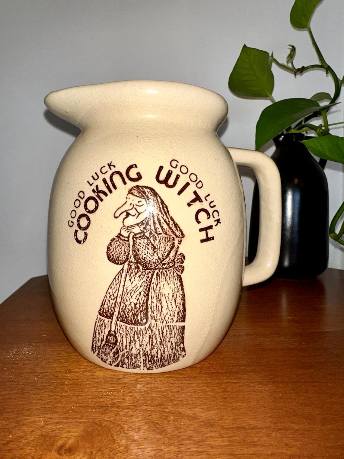 Vintage Kitchen Witch Pitcher Earthenware Stoneware Pitcher Pottery ...
