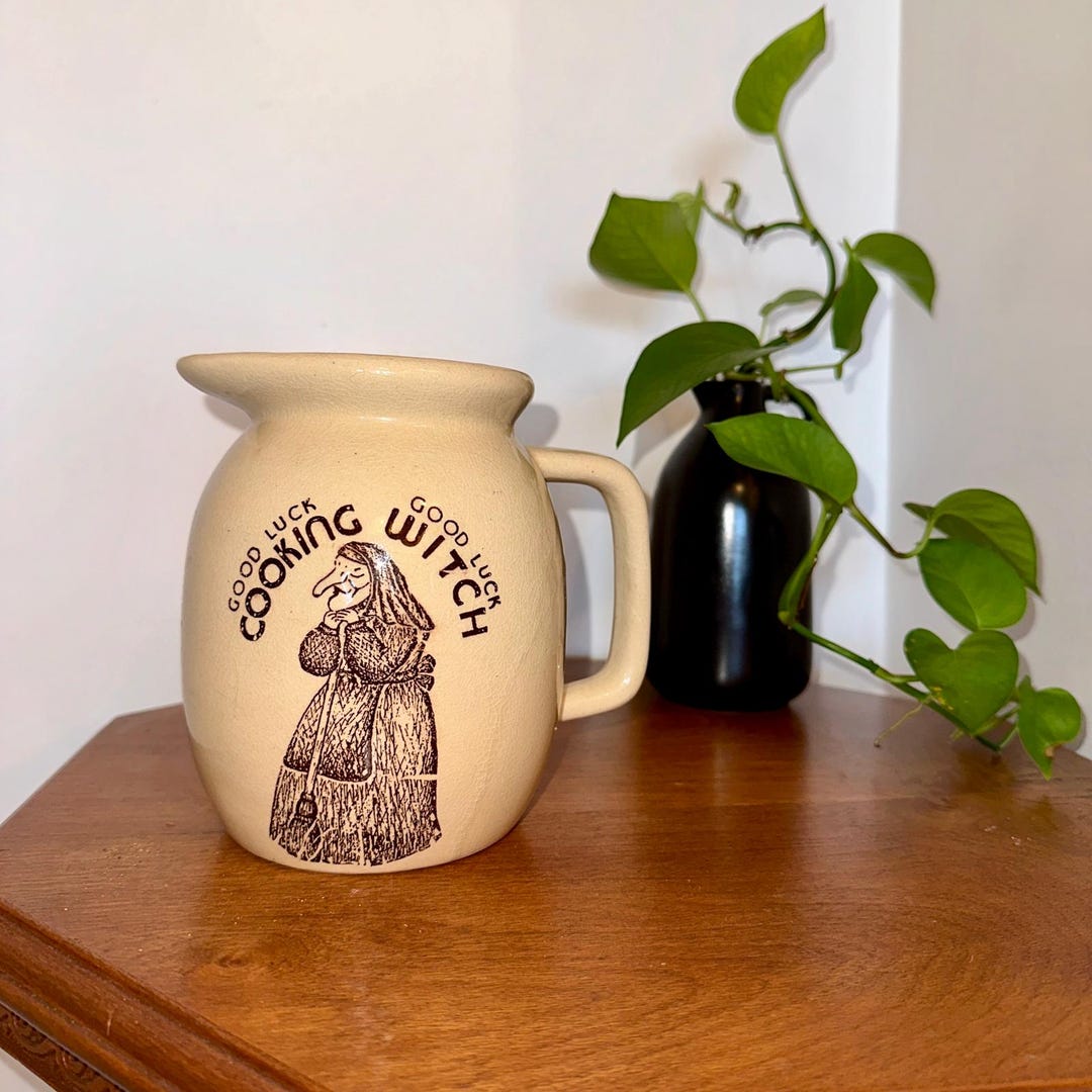 Vintage Kitchen Witch Pitcher Earthenware Stoneware Pitcher Pottery ...