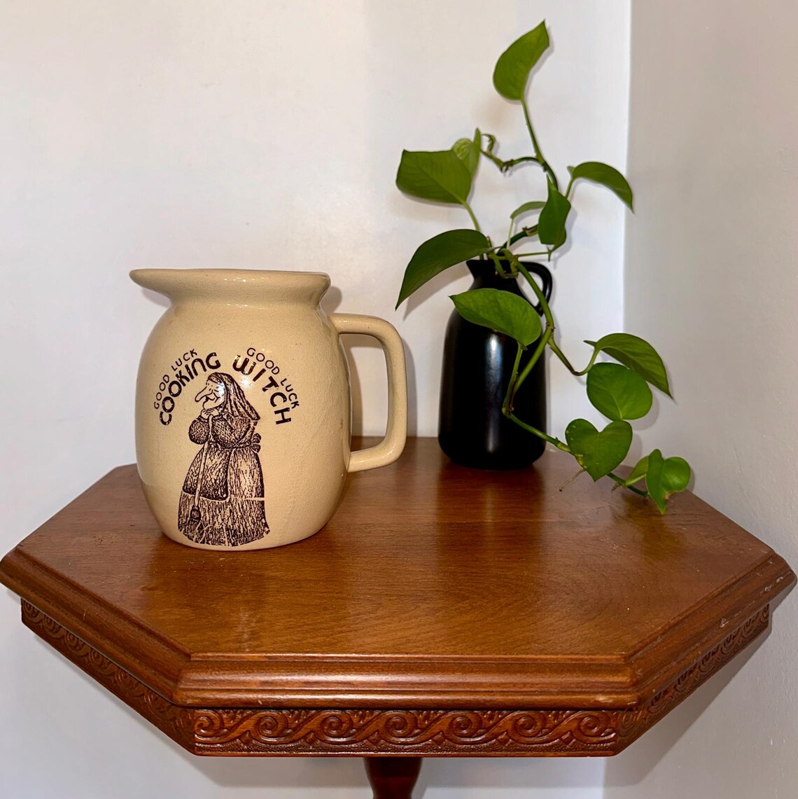 Vintage Kitchen Witch Pitcher Earthenware Stoneware Pitcher Pottery ...