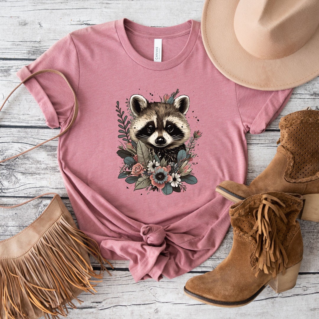 Racoon Shirt, Cute Raccoon Shirt, Floral Shirt, Shirt, Sweatshirt ...