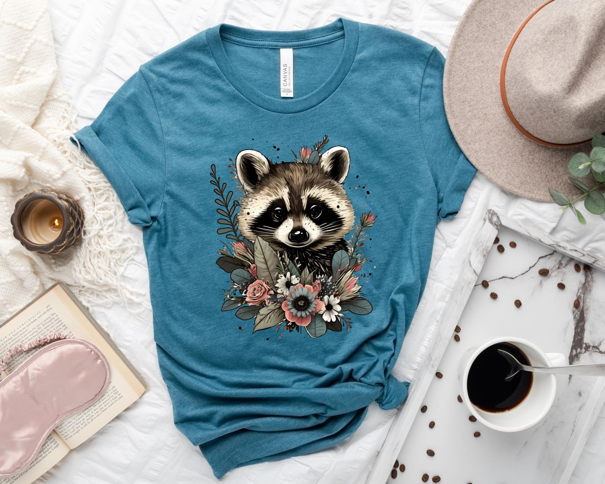 Racoon Shirt, Cute Raccoon Shirt, Floral Shirt, Shirt, Sweatshirt ...