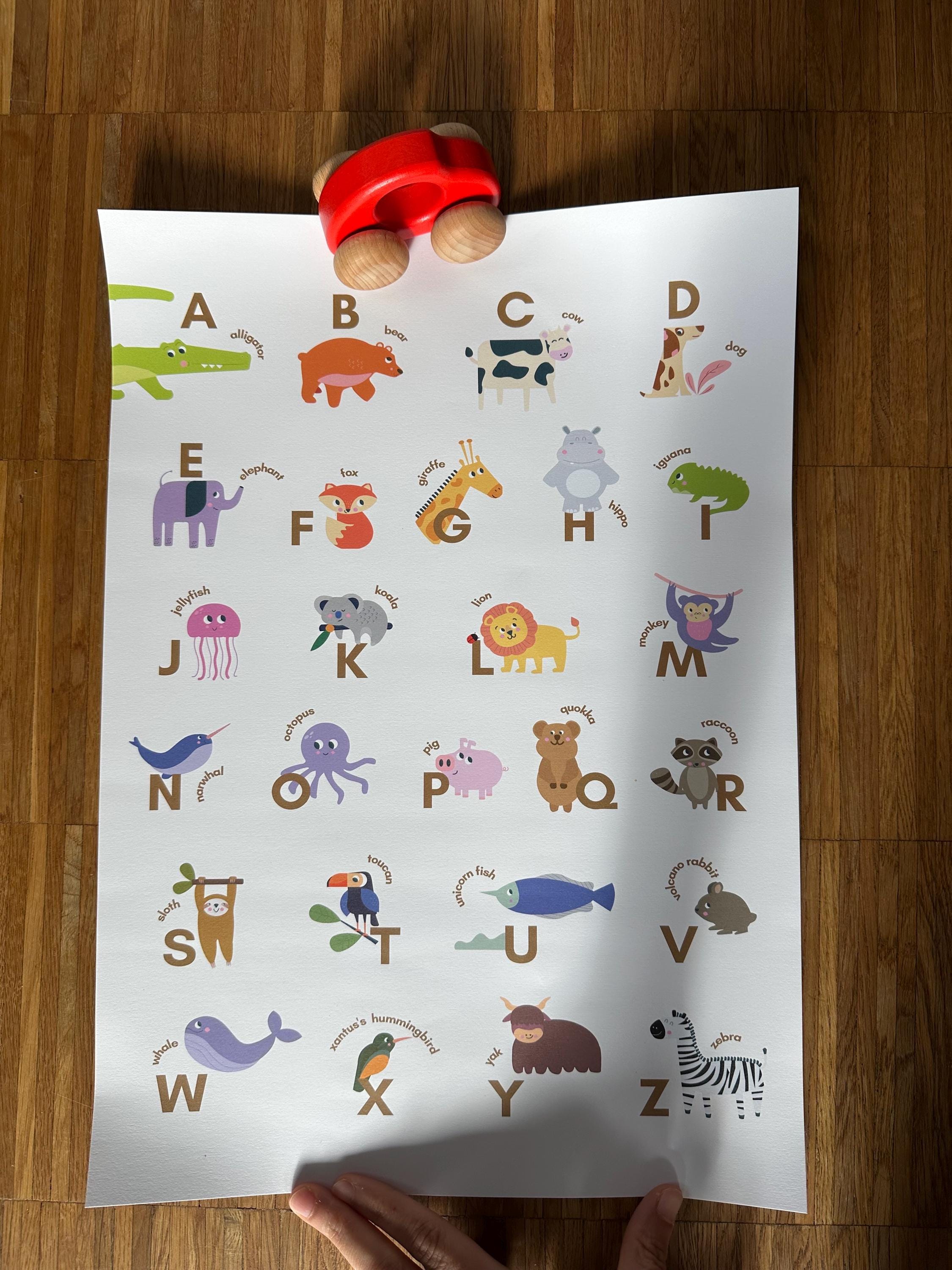 Animal Alphabet ABC Poster for Children's Room: Educational Nursery ...