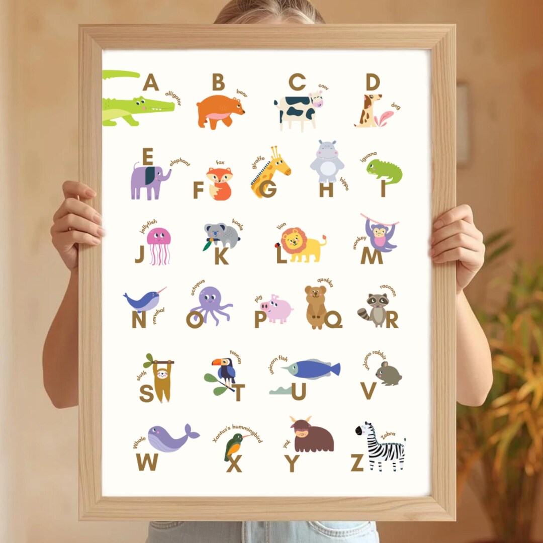 Animal Alphabet ABC Poster for Children's Room: Educational Nursery ...