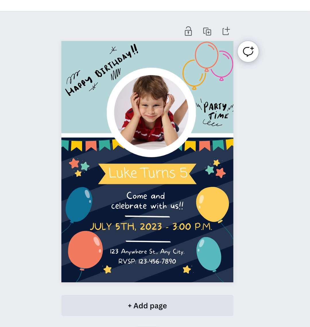 Editable Birthday Invitation With Picture, Customizable Birthday ...