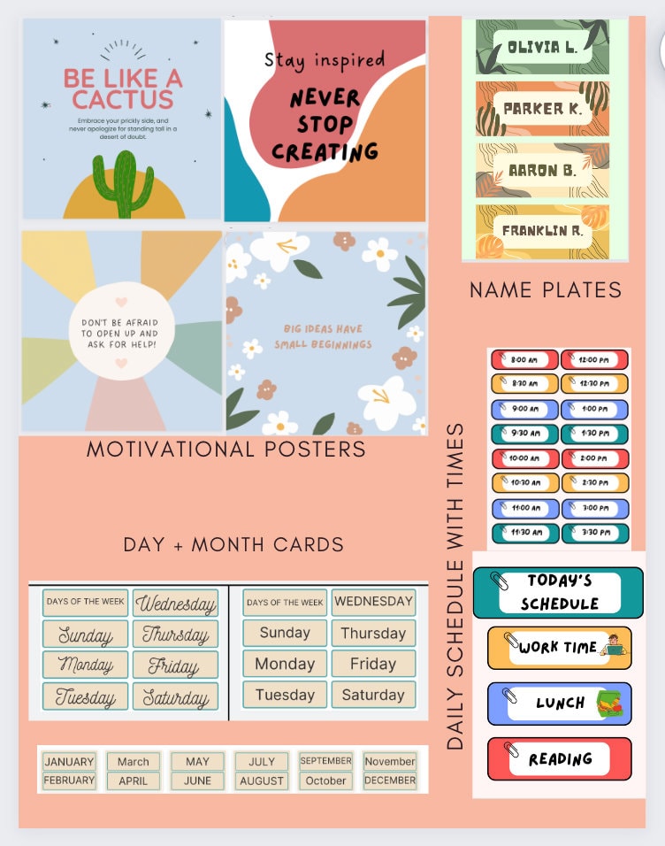Classroom Decor Bundle, Editable Theme, Canva Templates, Organize in ...