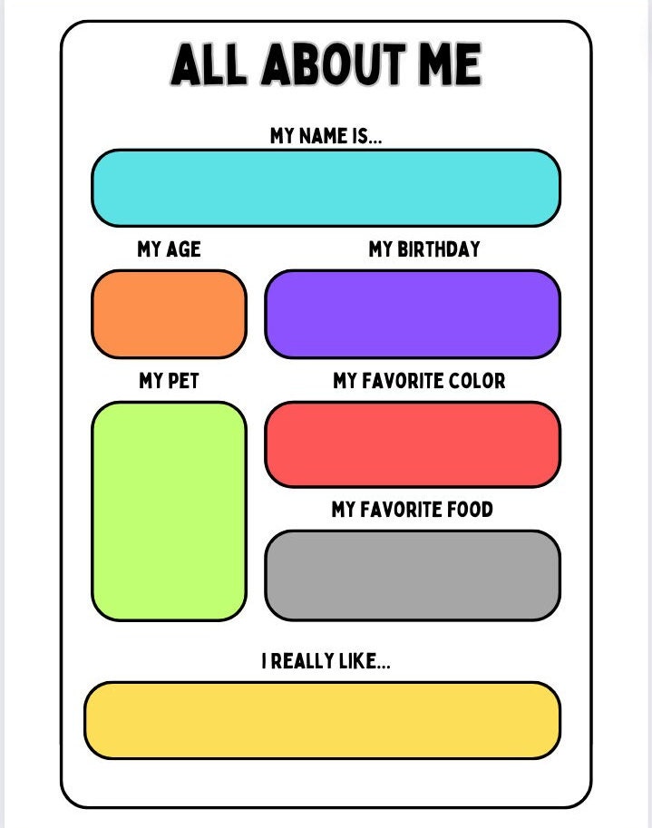 Meet the Student: ALL ABOUT ME Printable Sheets for Back to School - Etsy