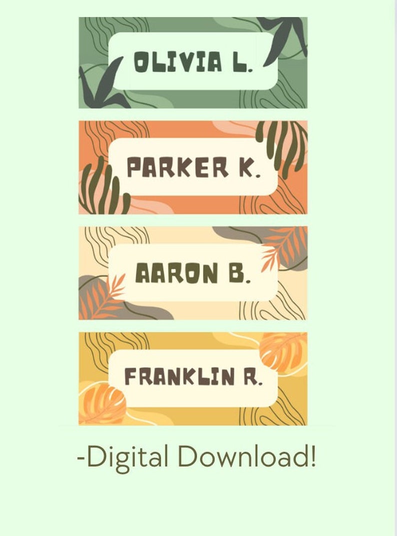 Boho Student Desk Plates | Customizable Name Tags for Classroom Use - Etsy