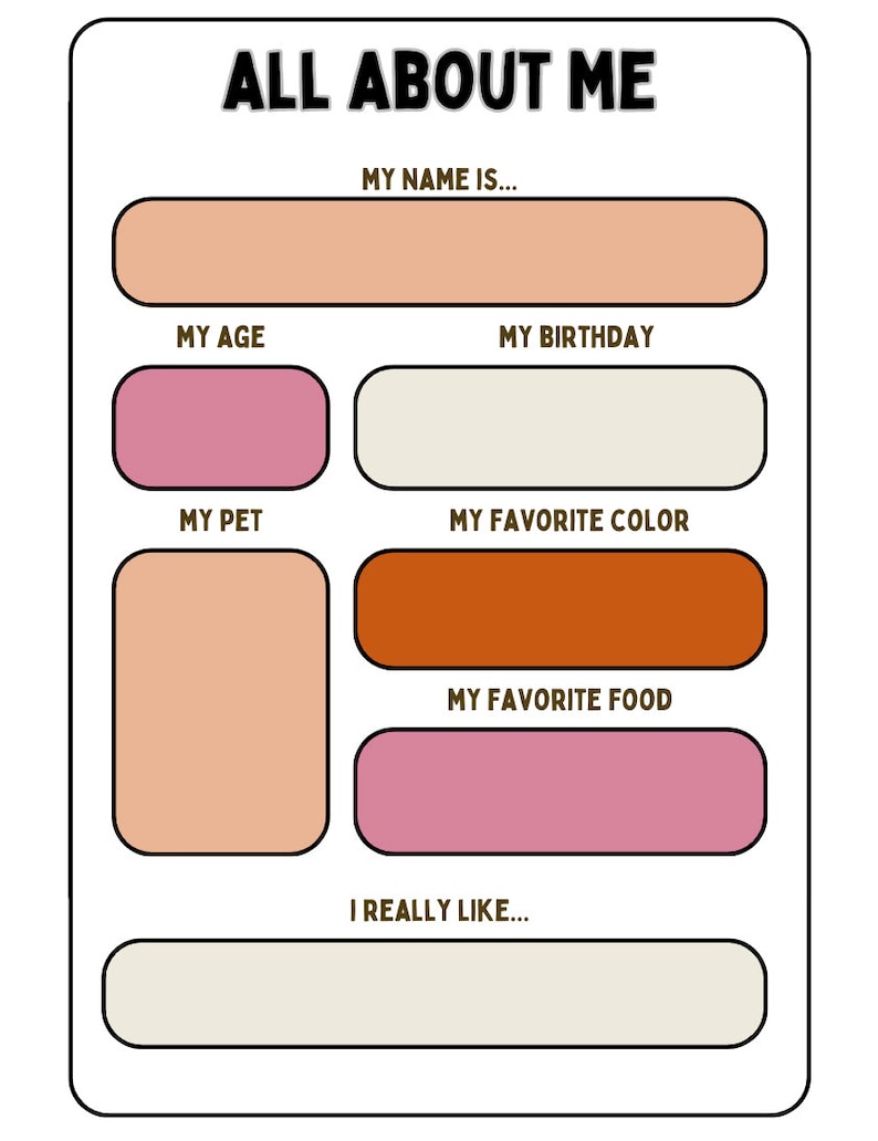 Meet the Student: ALL ABOUT ME Printable Sheets for Back to School - Etsy
