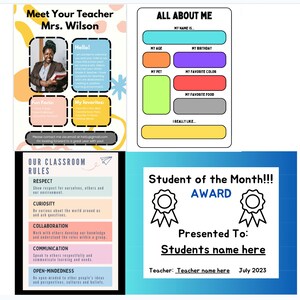 Meet the Teacher Template, About Me Template, Classroom Rules, Student ...