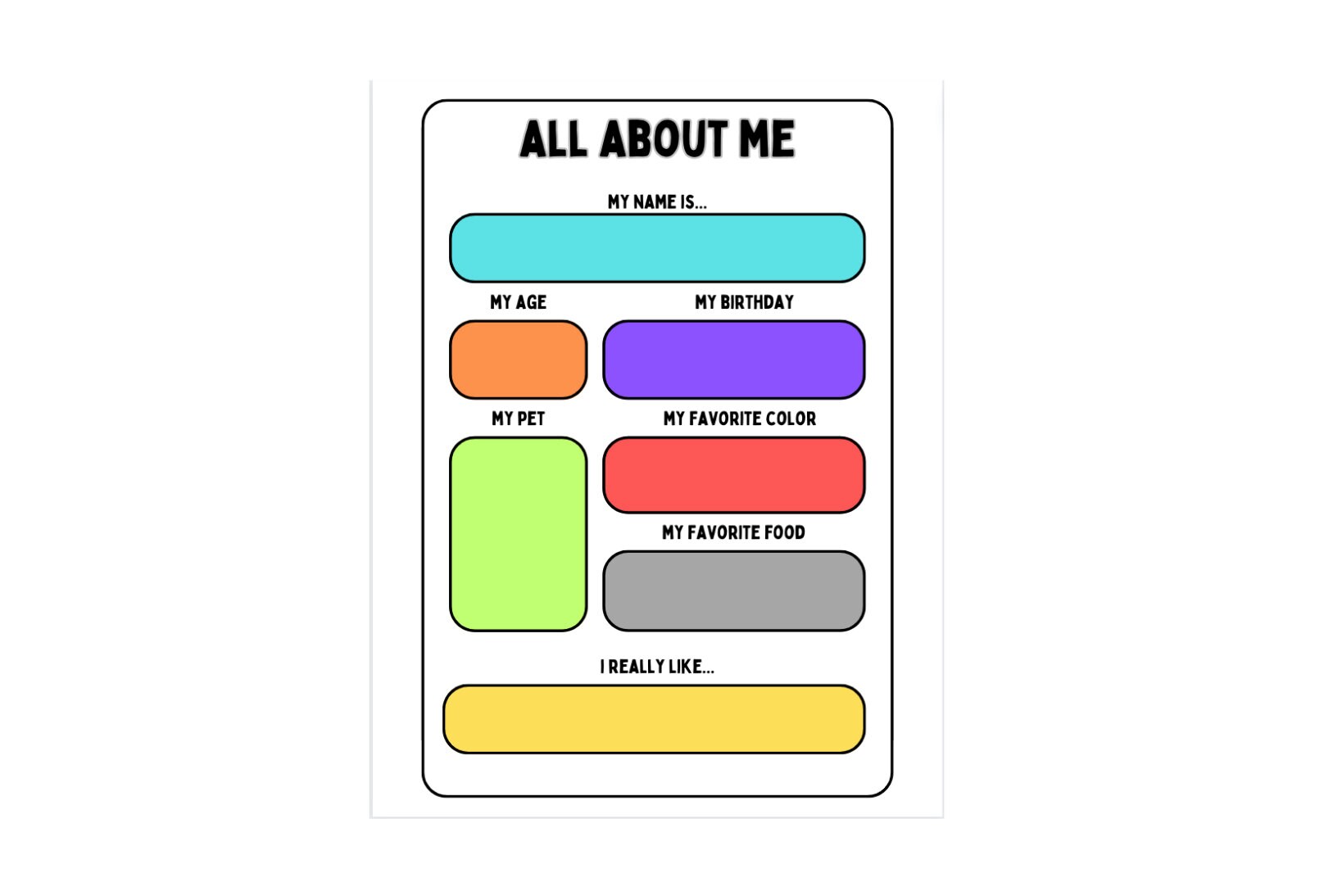 Meet the Student: ALL ABOUT ME Printable Sheets for Back to School - Etsy