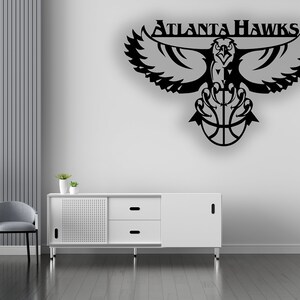 Atlanta Hawk Logo, Basketball Metal Logo Wall Decor, Basketball Metal ...