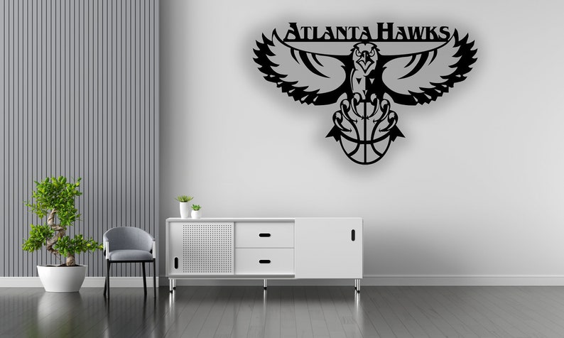 Atlanta Hawk Logo, Basketball Metal Logo Wall Decor, Basketball Metal ...