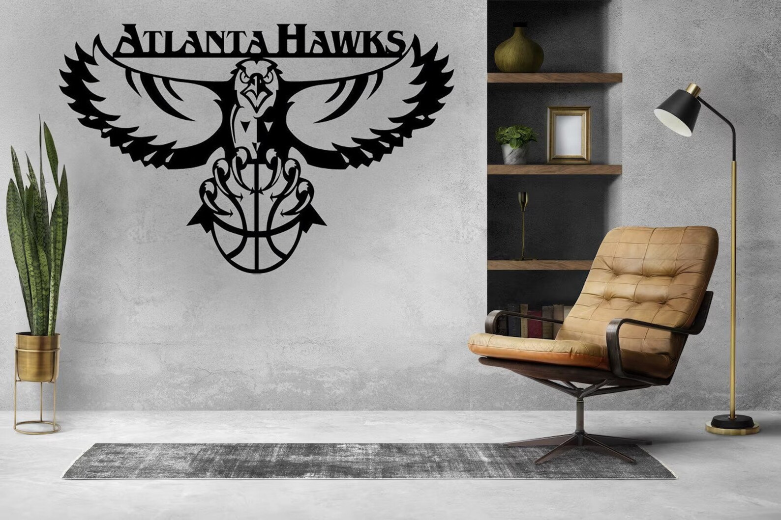 Atlanta Hawk Logo, Basketball Metal Logo Wall Decor, Basketball Metal ...