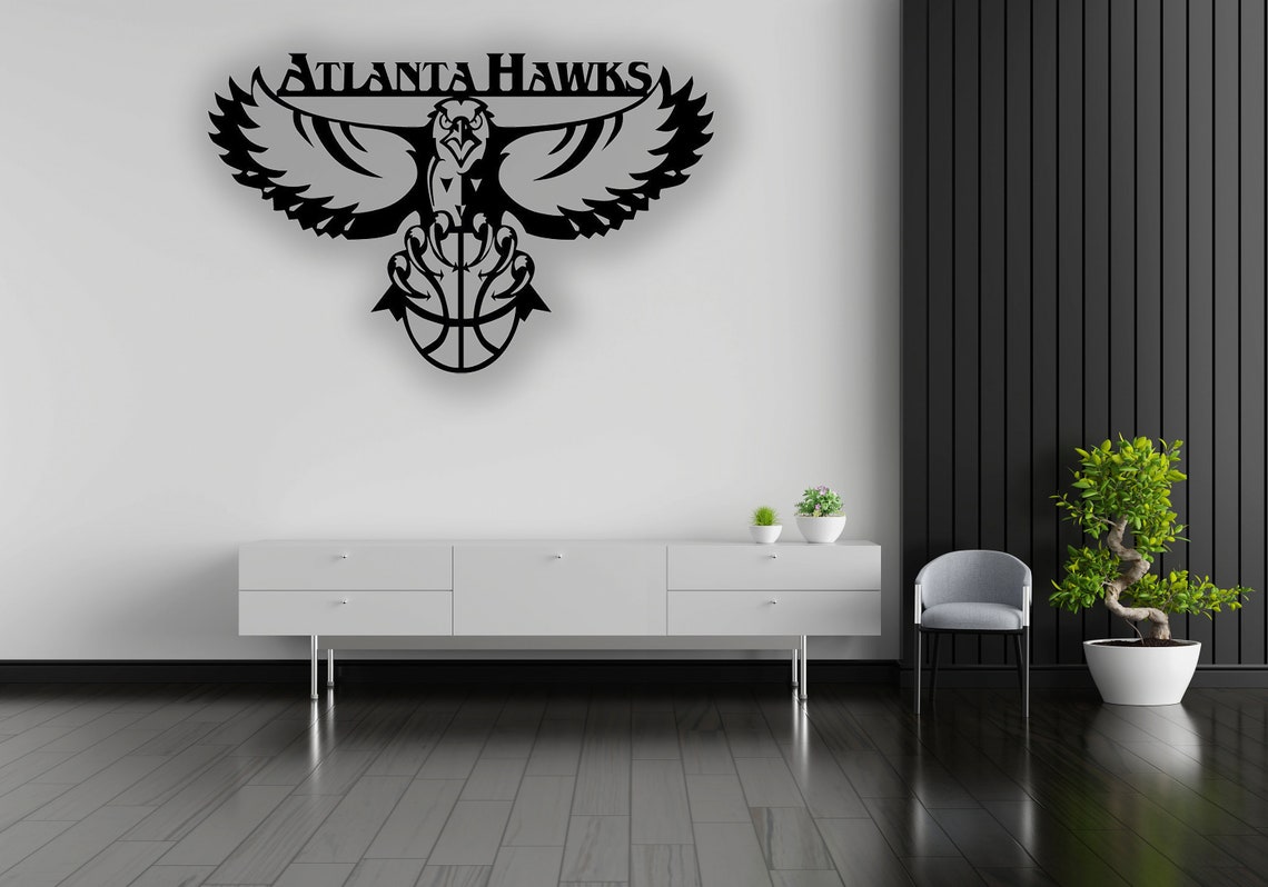Atlanta Hawk Logo, Basketball Metal Logo Wall Decor, Basketball Metal ...