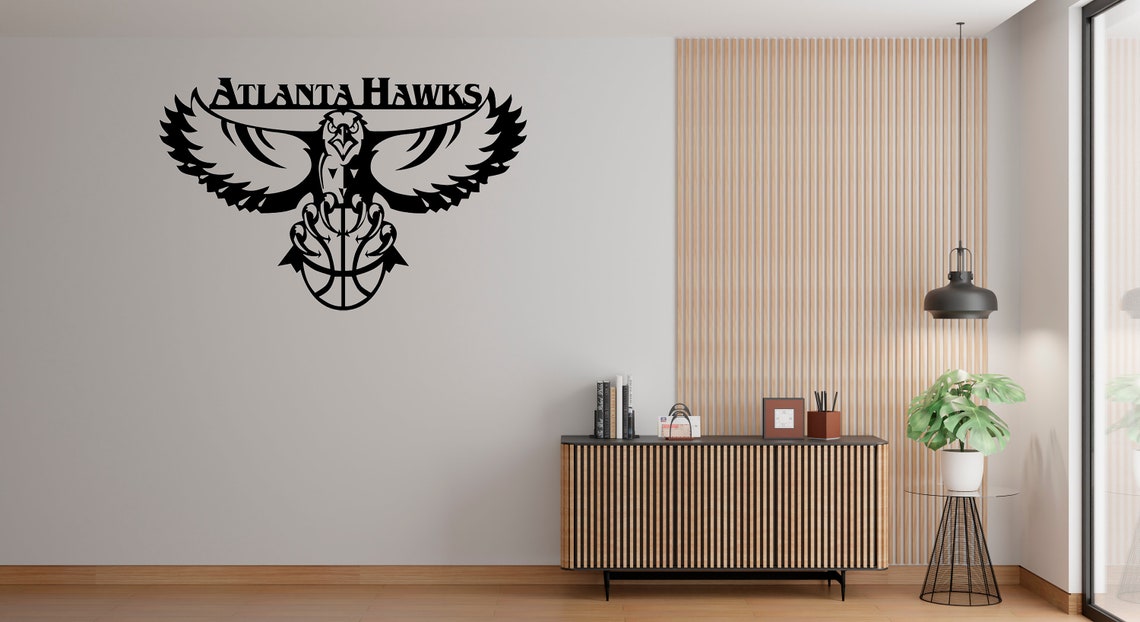 Atlanta Hawk Logo, Basketball Metal Logo Wall Decor, Basketball Metal ...