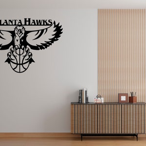 Atlanta Hawk Logo, Basketball Metal Logo Wall Decor, Basketball Metal ...