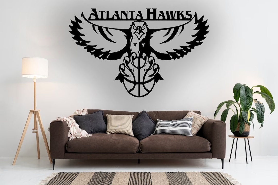 Atlanta Hawk Logo, Basketball Metal Logo Wall Decor, Basketball Metal ...