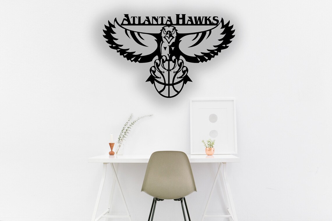 Atlanta Hawk Logo, Basketball Metal Logo Wall Decor, Basketball Metal ...