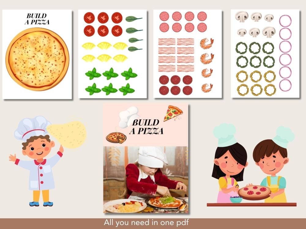 Kids Activity Book Make a Pizza Kids Worksheets Gift for - Etsy