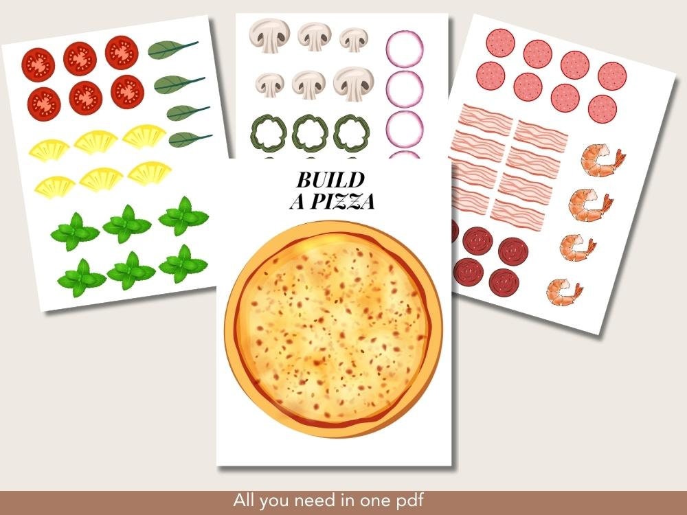 Kids Activity Book , Make a Pizza , Kids Worksheets , Gift for Kids ...