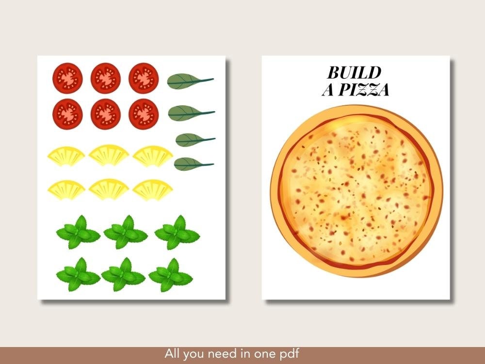 Kids Activity Book Make a Pizza Kids Worksheets Gift for - Etsy