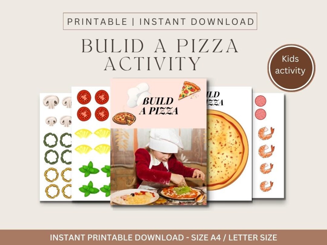 Kids Activity Book , Make a Pizza , Kids Worksheets , Gift for Kids ...