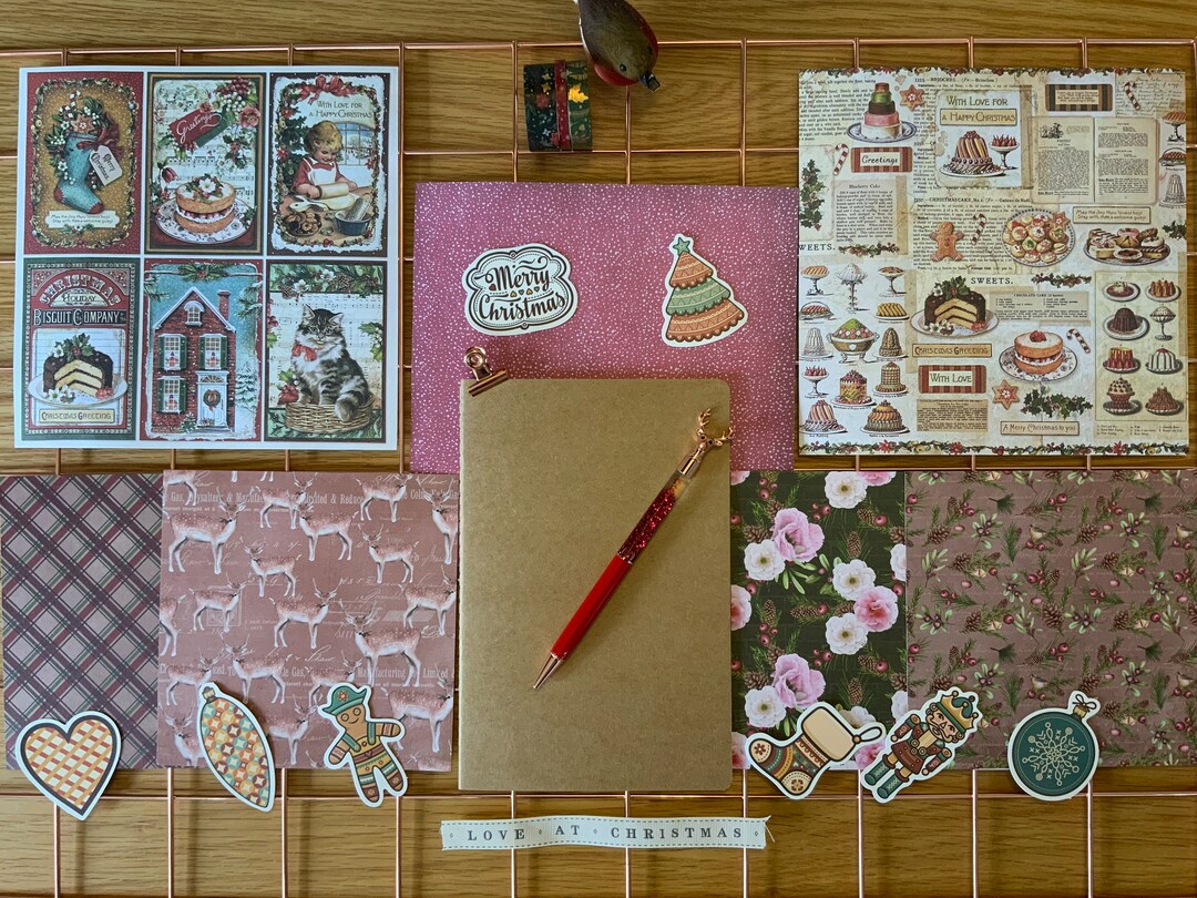 Vintage Christmas Journal Gift Set. Festive Scrapbook. Diary - Etsy