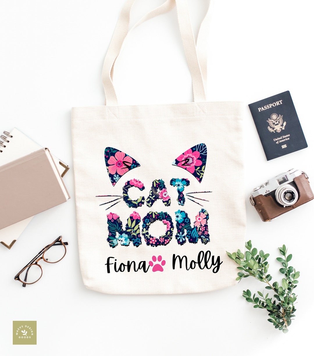 Custom Cat Mom Tote Bag, Cat Mom Gift, Cute Cat Tote Bag, Mom Gift, New ...