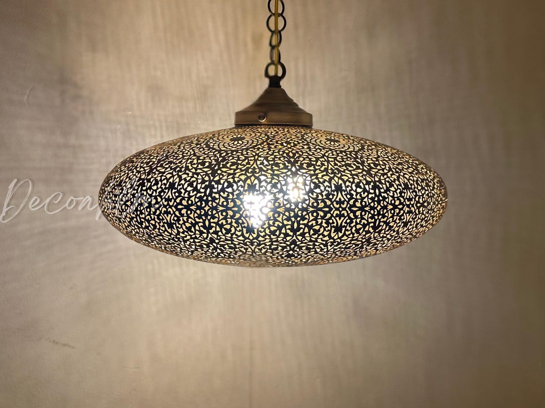 Handmade Moroccan Brass Pendant Light, Intricate Artisan Ceiling Lamp ...