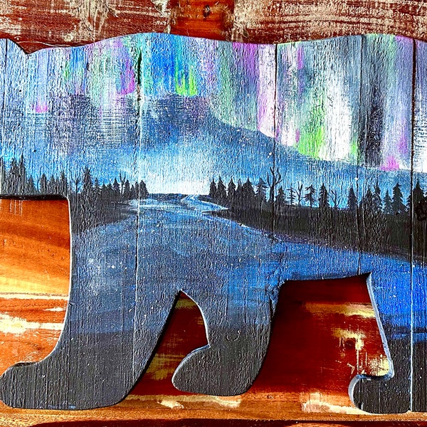 Wolf Northern Lights Sign - Etsy
