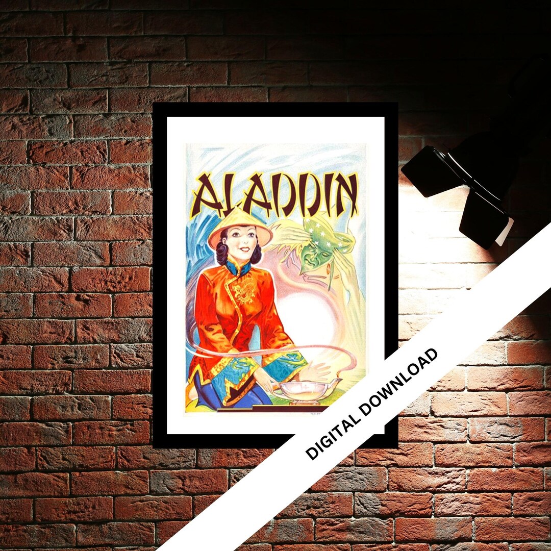 Aladdin Vintage Theatre Poster Print: Musical Wall Art (digital ...
