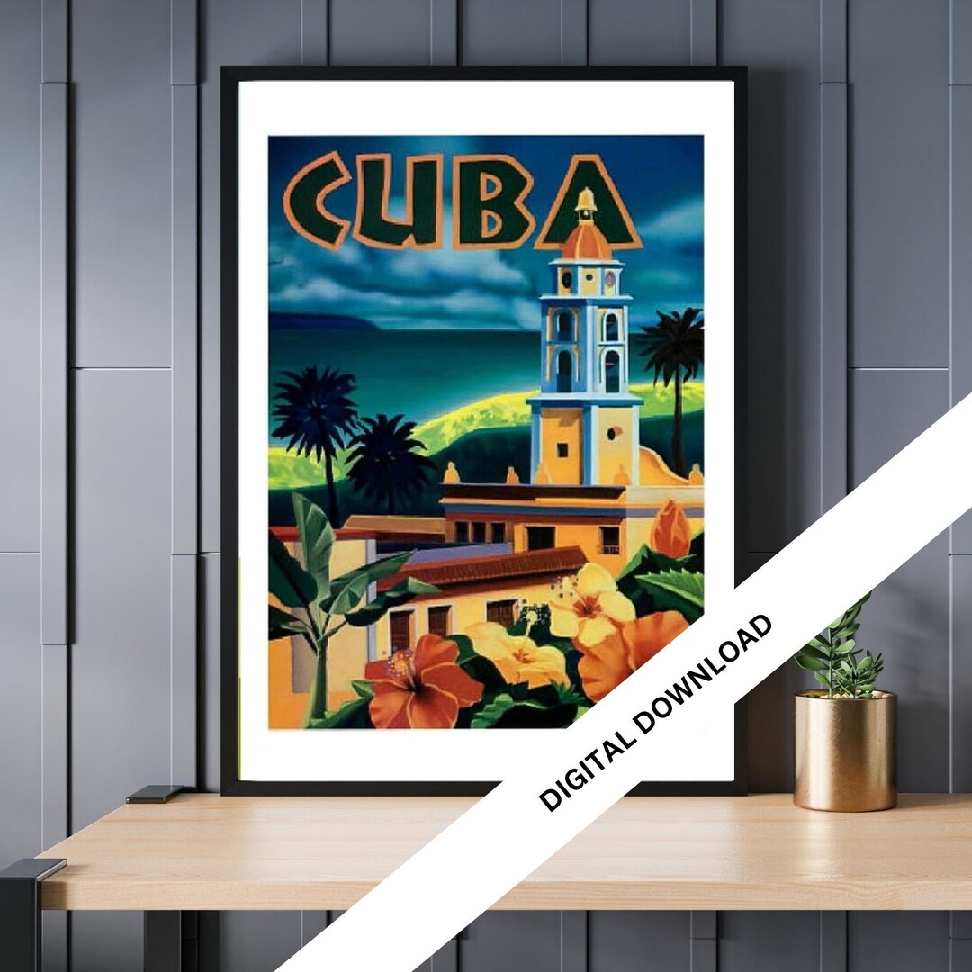 Vintage Cuba Travel Poster: Retro Art Print (digital Download) - Etsy