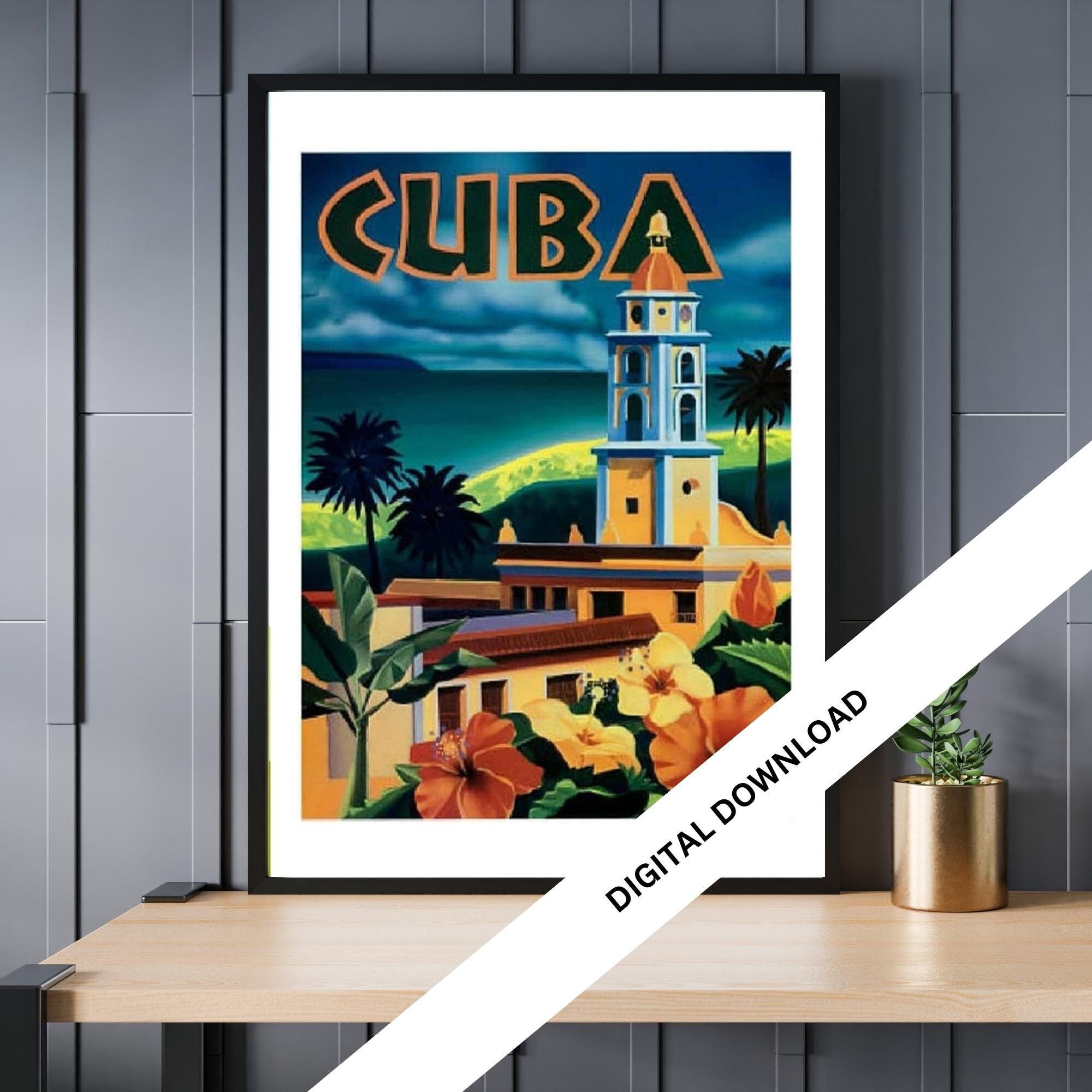 Vintage Travel Posters Cuba, Digital Download, Retro Art Prints, Wall ...