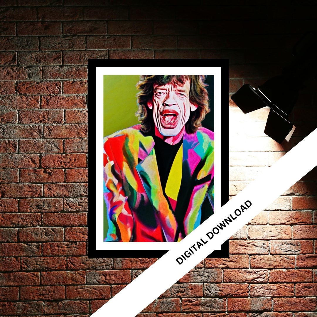 Pop Art Print, Mick Jagger Rolling Stones Poster, Music Wall Art, Retro ...