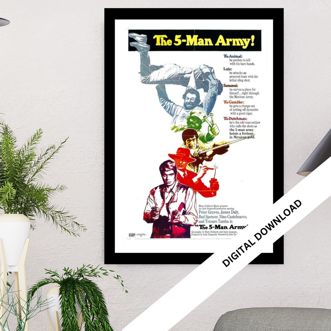 5 Man Army | Movie Poster | Digital Download | Instant Printable Wall ...