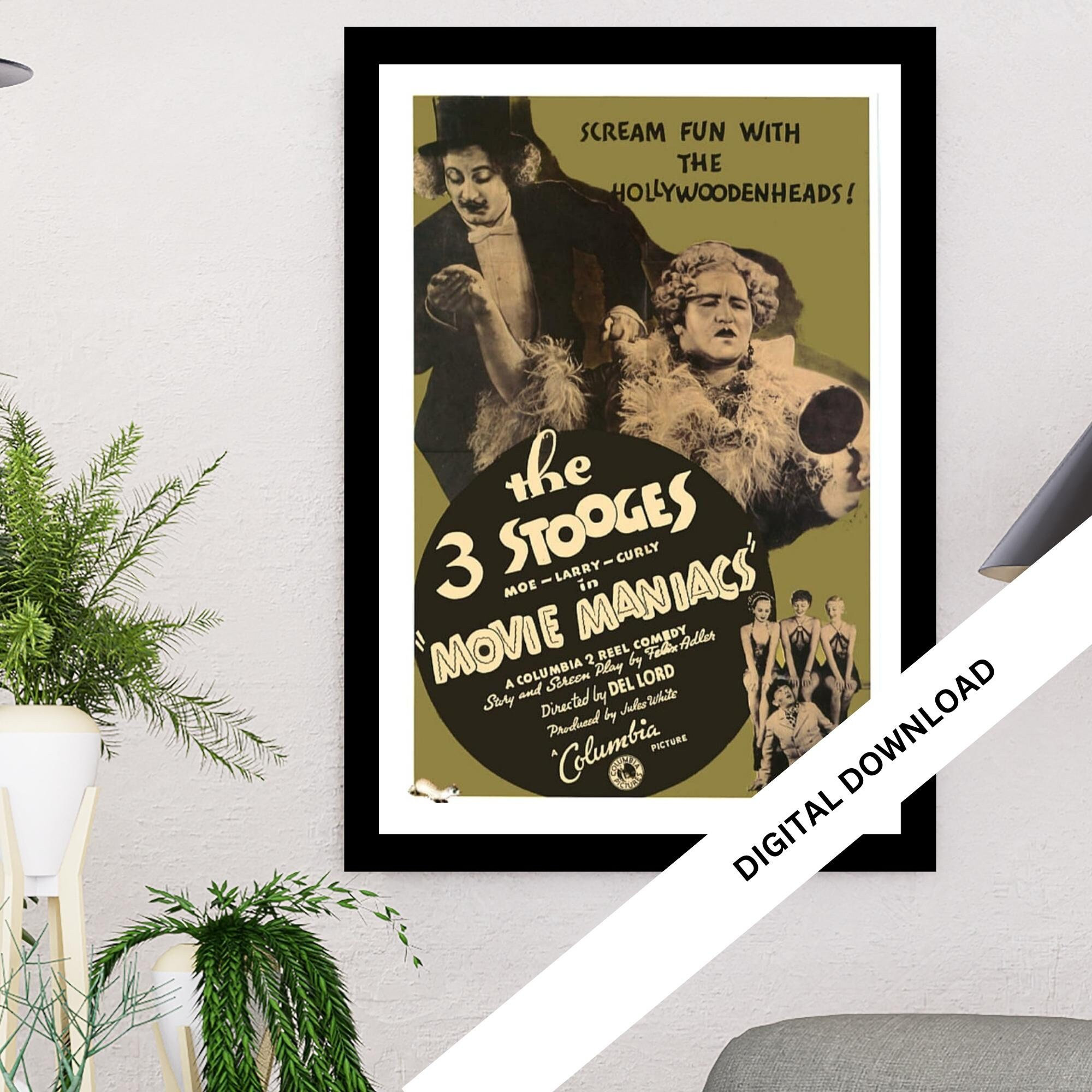 3 Stooges Movie Maniacs 1935 | Movie Poster | Digital Download ...