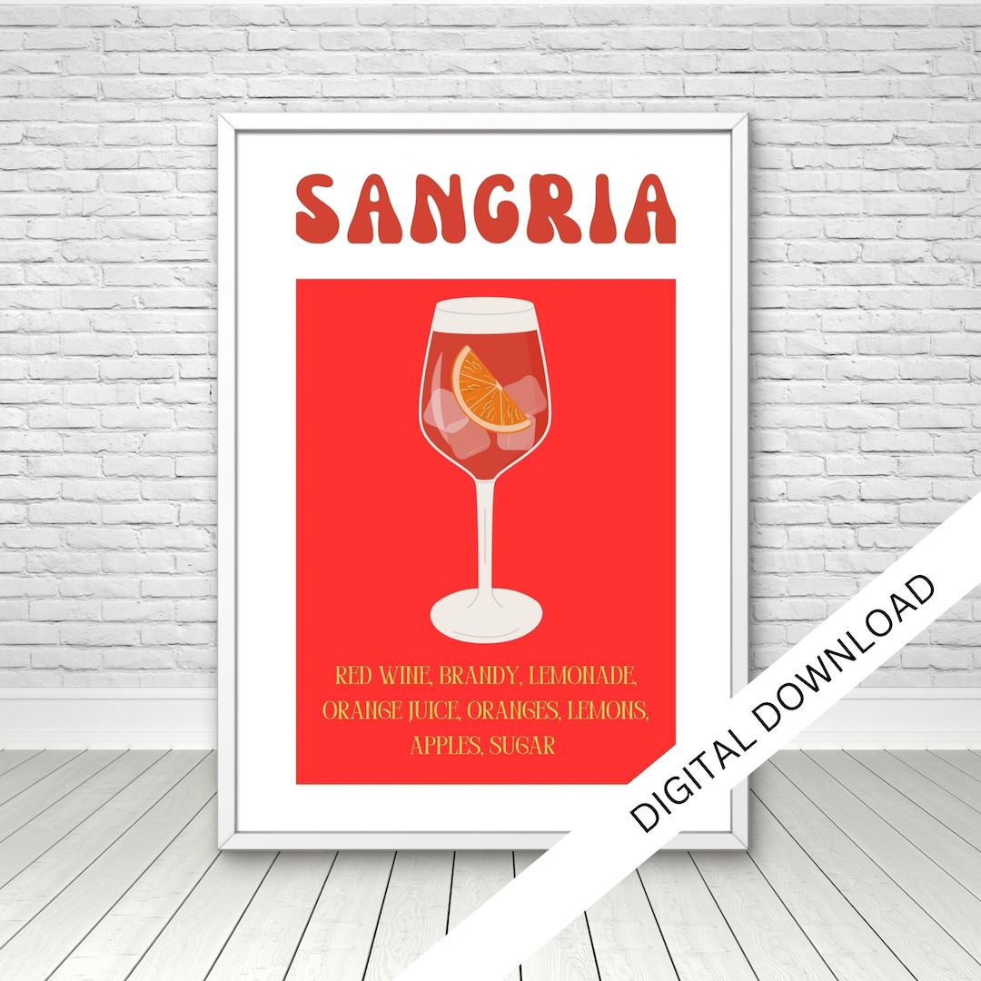 Sangria Poster Print, Cocktail Wall Art Print, Alcohol Print, Cocktail ...