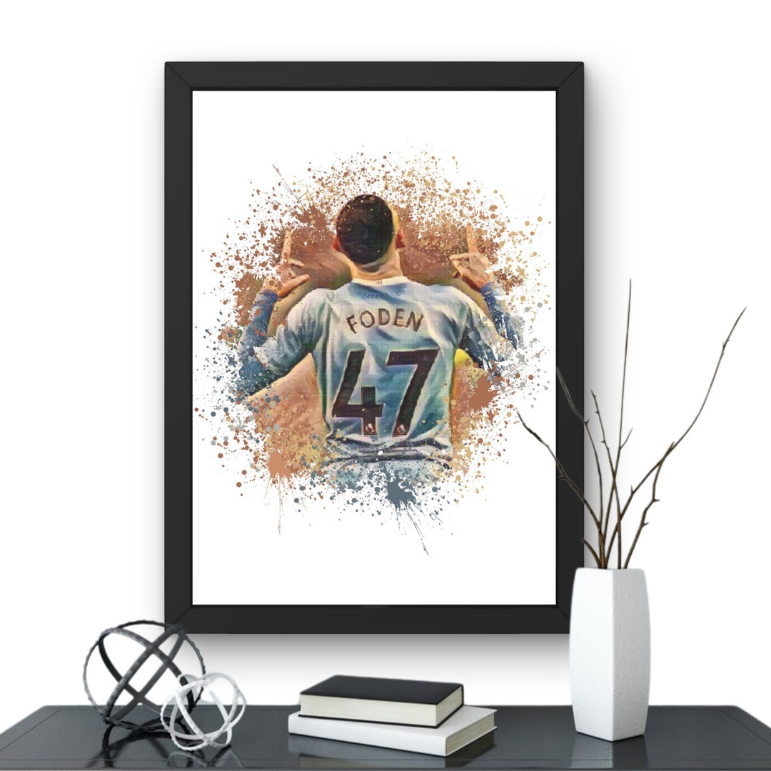 Manchester City Phil Foden Splatter Wall Art Gift Ideas for Football ...