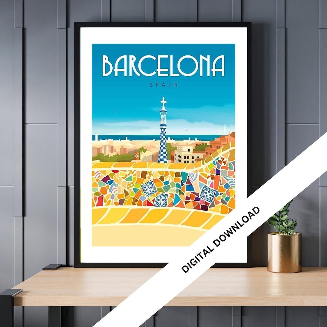 Barcelona, Vintage Travel Posters Digital Download, Retro Art Prints ...