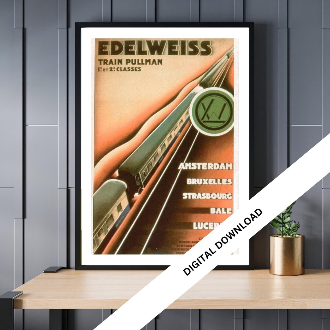 Edelweiss, Vintage Travel Posters - Retro Art Prints | Digital ...