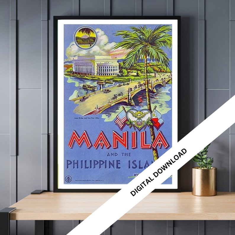 Philippines, Vintage Travel Posters Digital Download, Retro Art Prints, Wall Decor, Home Office ...